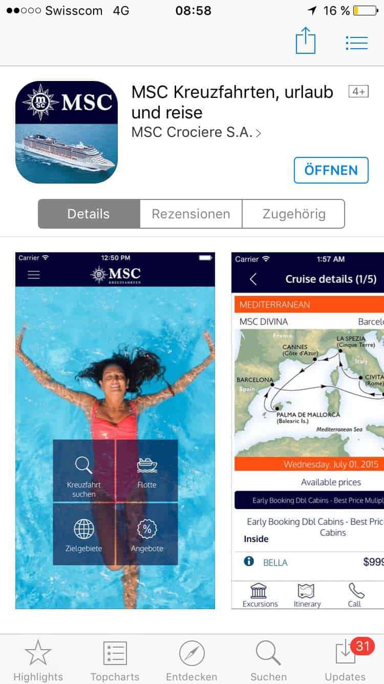 MSC Kreuzfahrten-App mit vielen Tipps und Informationen - Kreuzfahrt Blog